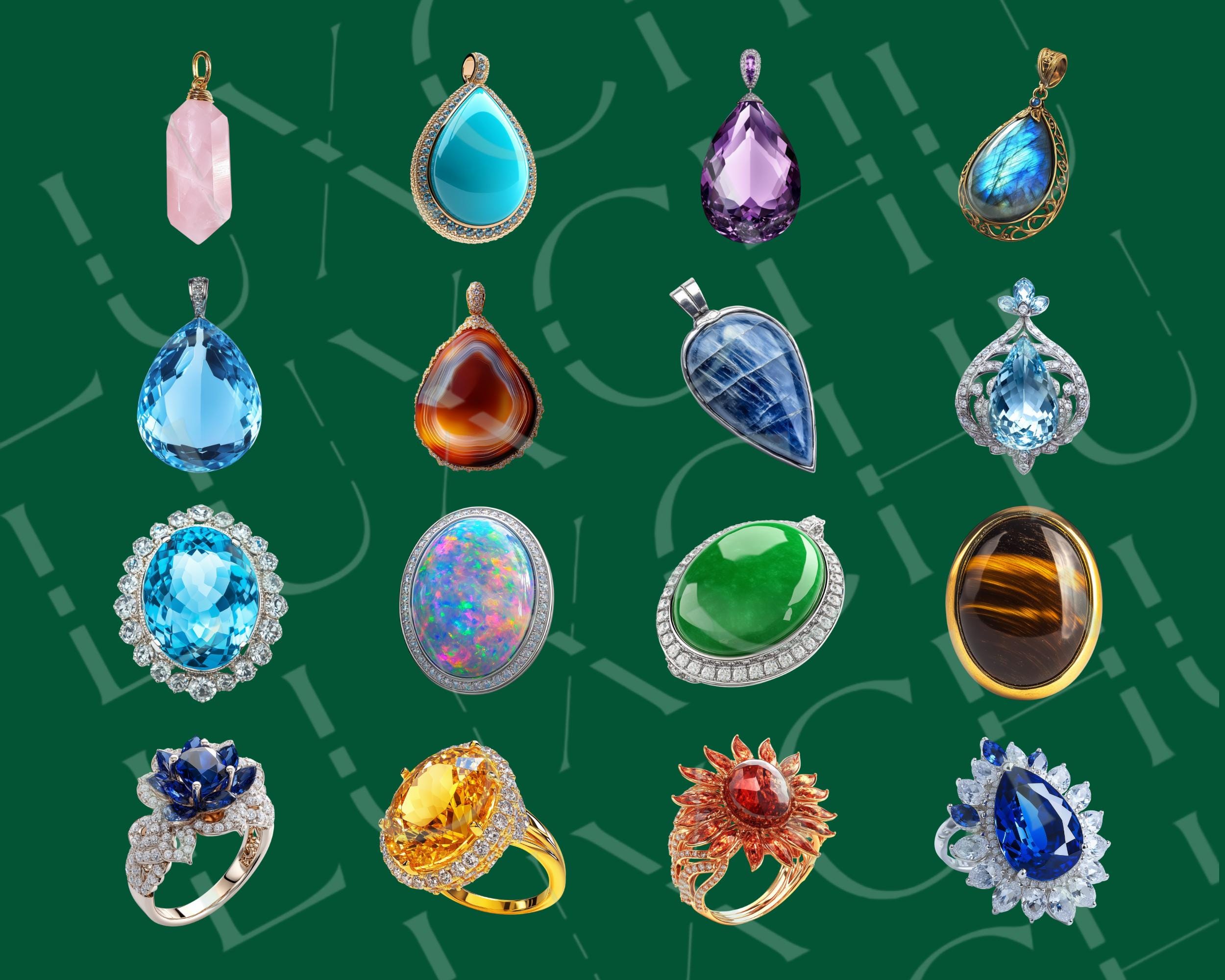 40 Gemstone Jewelry Clipart| Realistic Gemstone Clipart| Gemstone ...