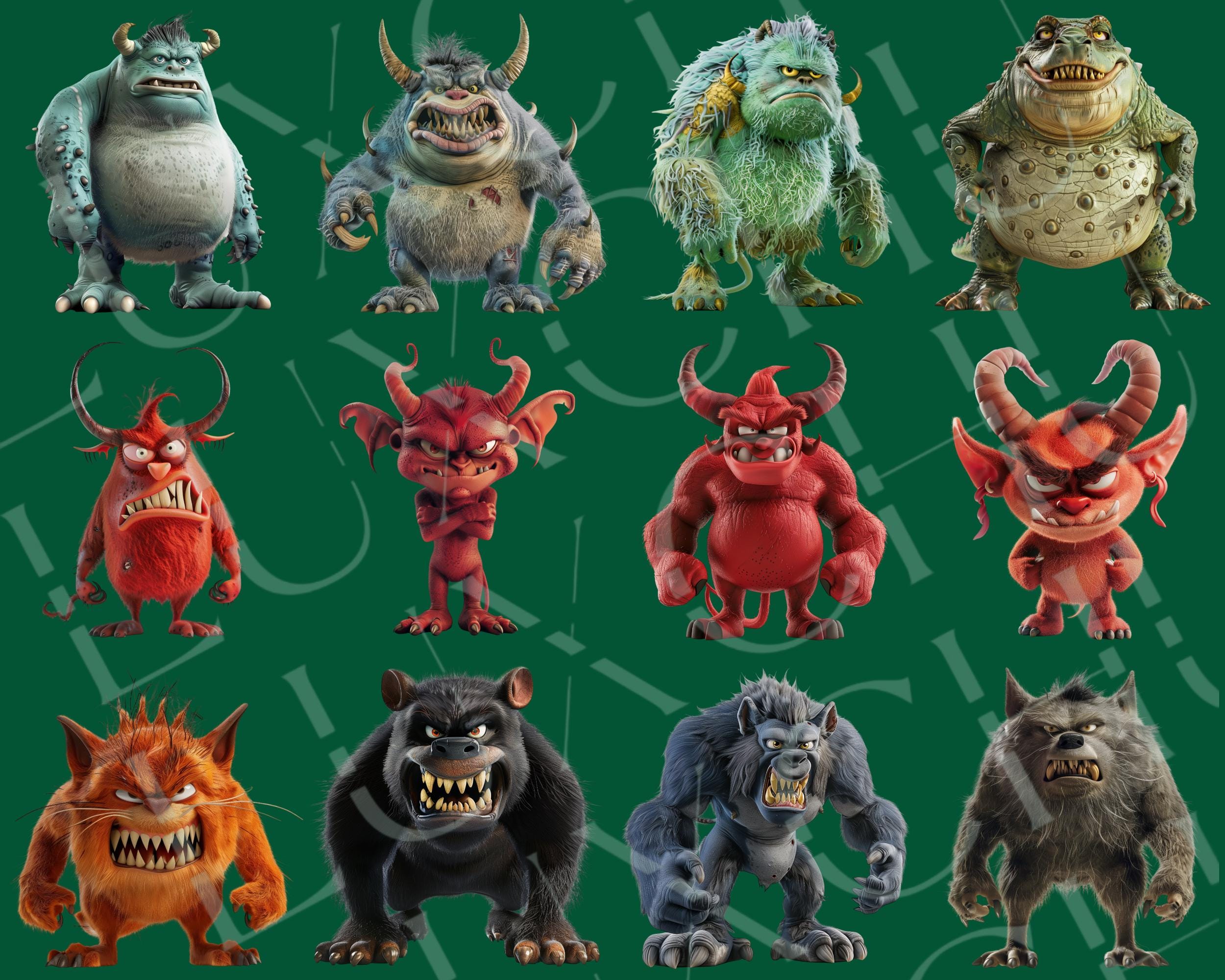 40 Monsters and Creatures Clipart| Halloween Clipart| Cartoon Monster ...