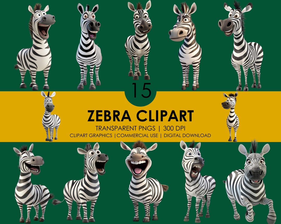 15 Zebra Clipart| Funny Zebra| Cartoon Zebra| Realistic Zebra| Cute ...
