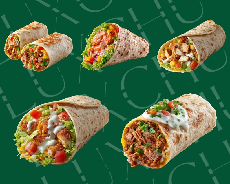 Realistic Burrito Clipart: Mexican Food PNG Graphics (digital Download ...