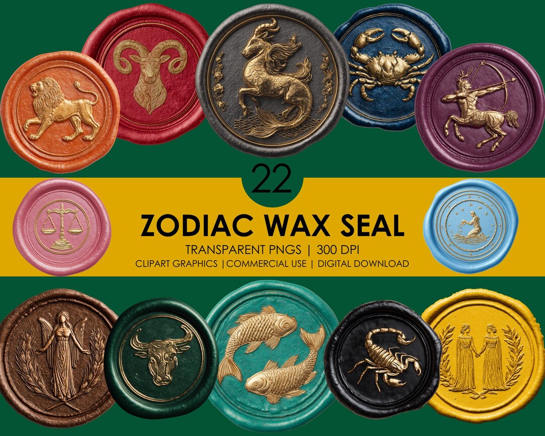Realistic Zodiac Wax Seal Clipart, Astrology Wax Stamp PNG, Celestial ...