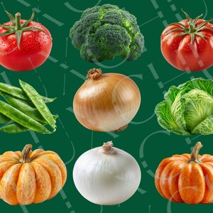 Vegetable Clipart Set: Realistic Garden Food PNG Graphics (digital ...