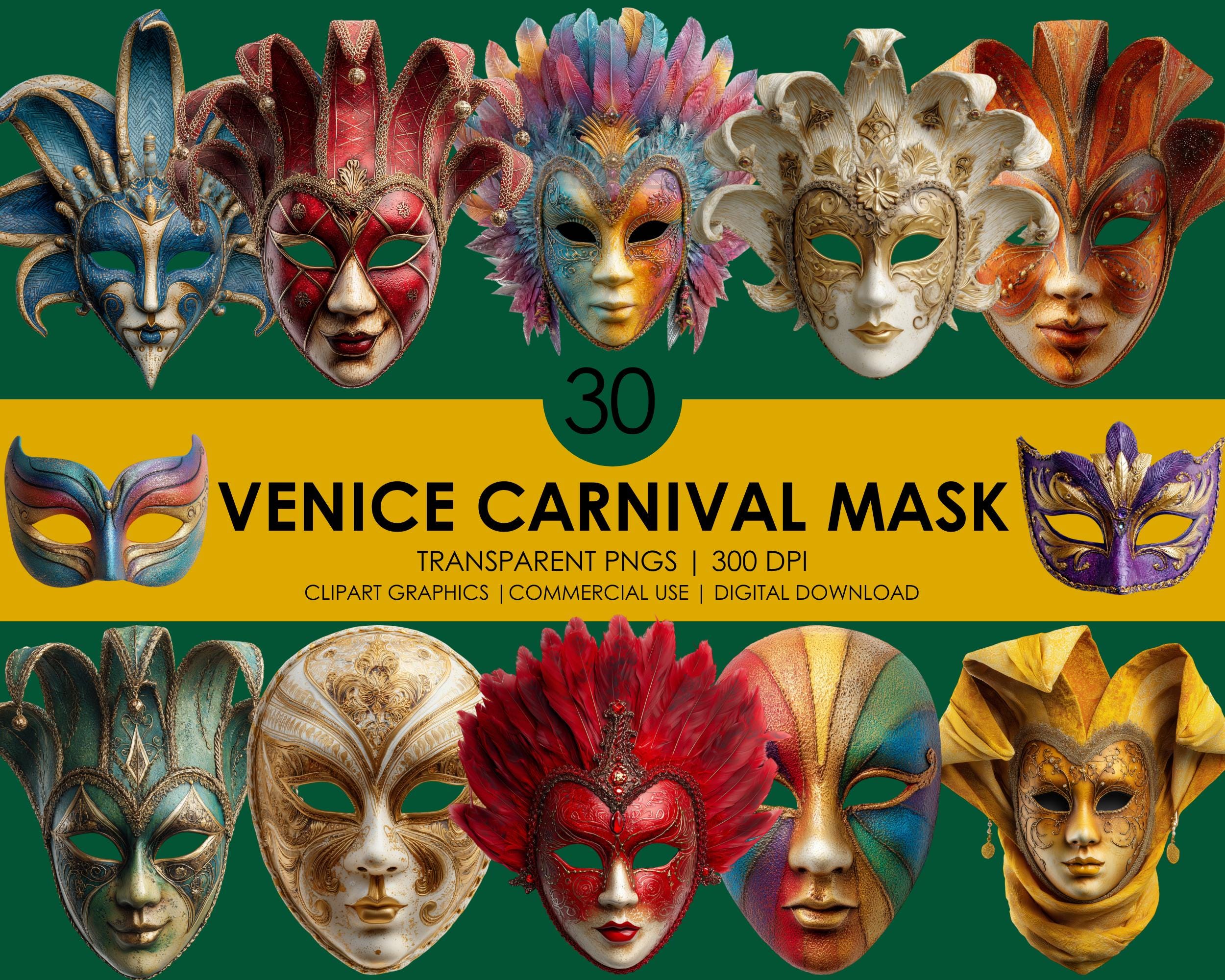 Venice Carnival Mask Clipart: Realistic Masquerade PNG (digital ...