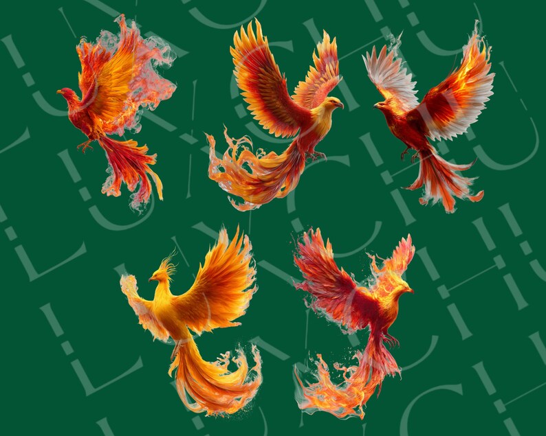 Realistic Phoenix Bird Clipart, Fire Bird PNG, Mythical Flame Bird ...