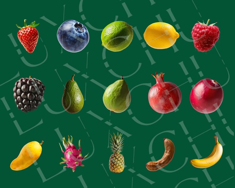 50 Fruit Clipart Realistic Fruits Clipart Apple Fruits Png Tropical ...