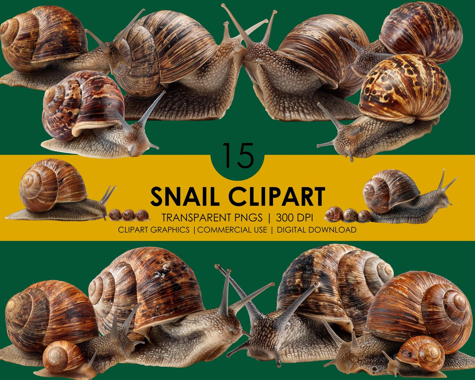 15 Snail Clipart, Snail PNG, Snail Illustration, Garden Animal Clipart ...