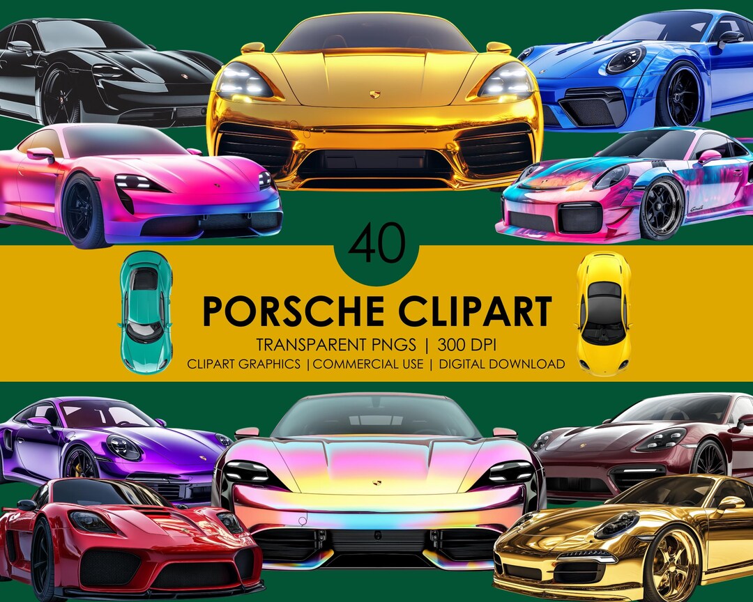 40 Porsche Clipart| Luxury Car| Sports Car PNG| Realistic Clipart ...