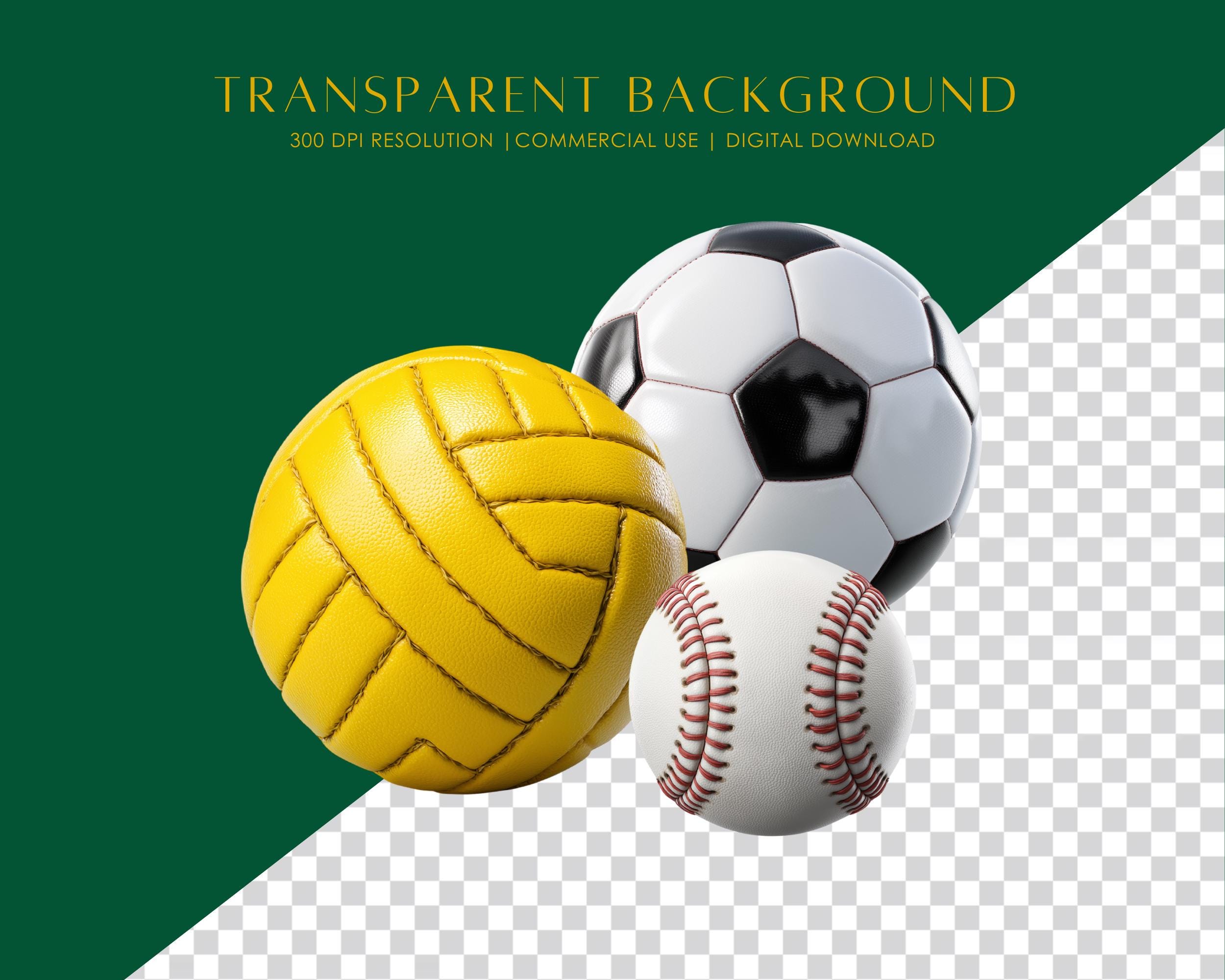 Sports Ball Clipart Bundle: Football, Basketball, Soccer (PNG Digital ...