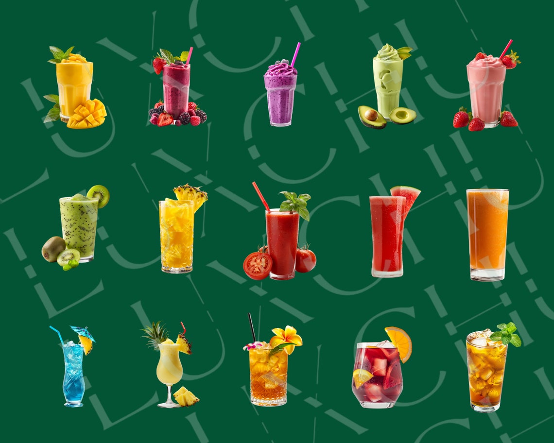 50 Drinks and Beverages Clipart, High Quality PNG, Realistic Drinks and ...