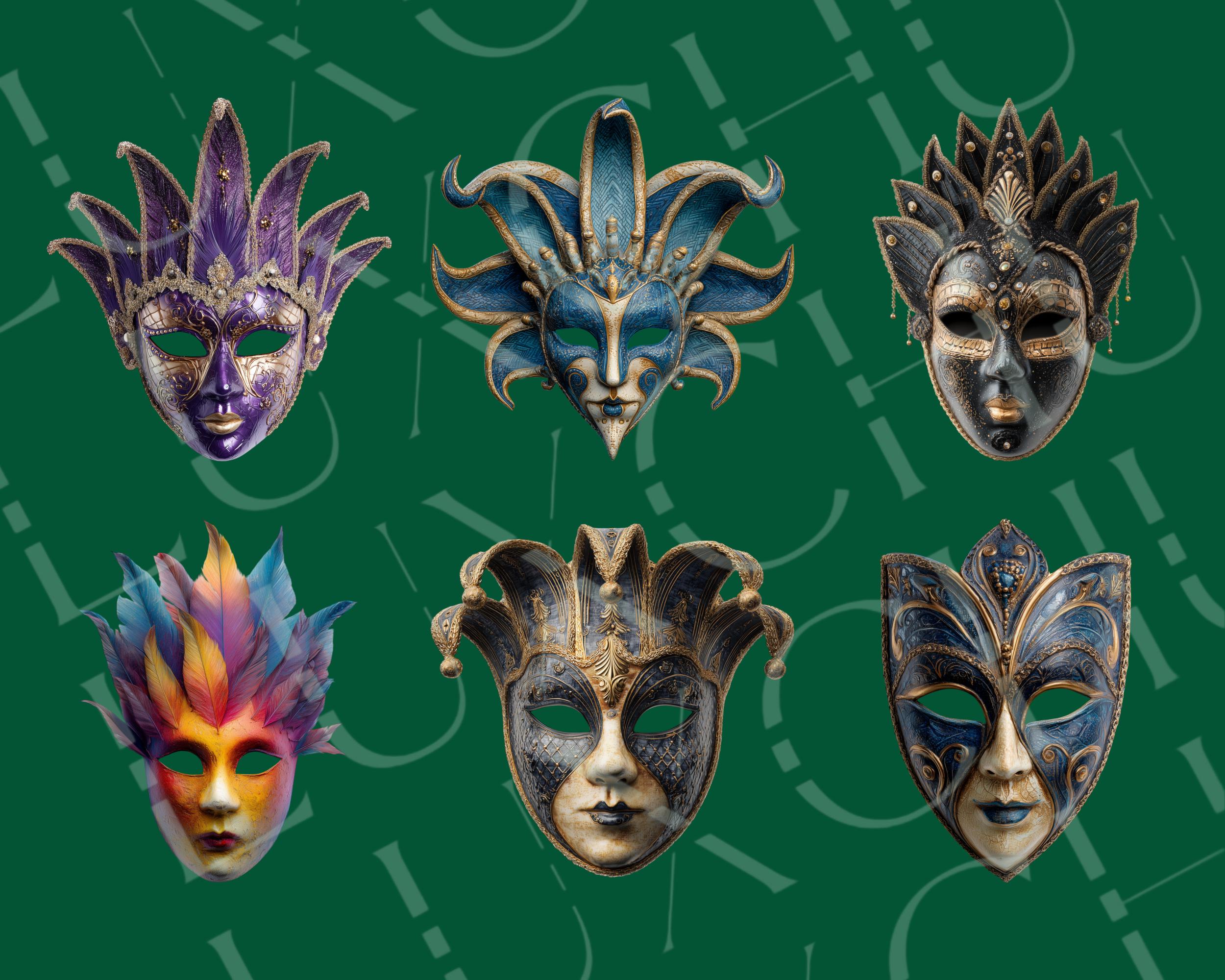 Venice Carnival Mask Clipart: Realistic Masquerade PNG (digital ...