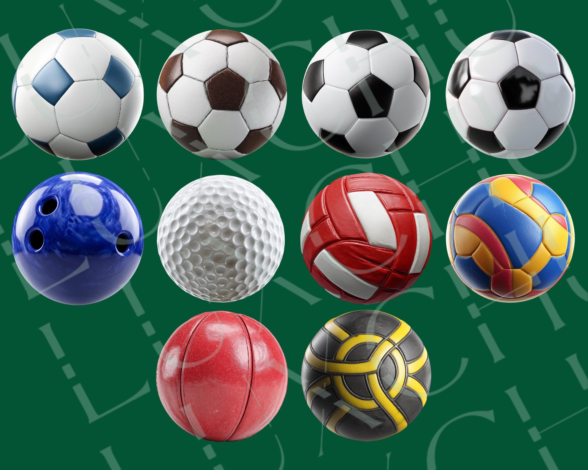 Sports Ball Clipart Bundle: Football, Basketball, Soccer (PNG Digital ...