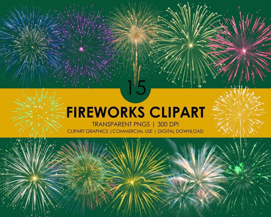 15 Fireworks Clipart, Fireworks PNG, Celebration Clipart, Festive ...