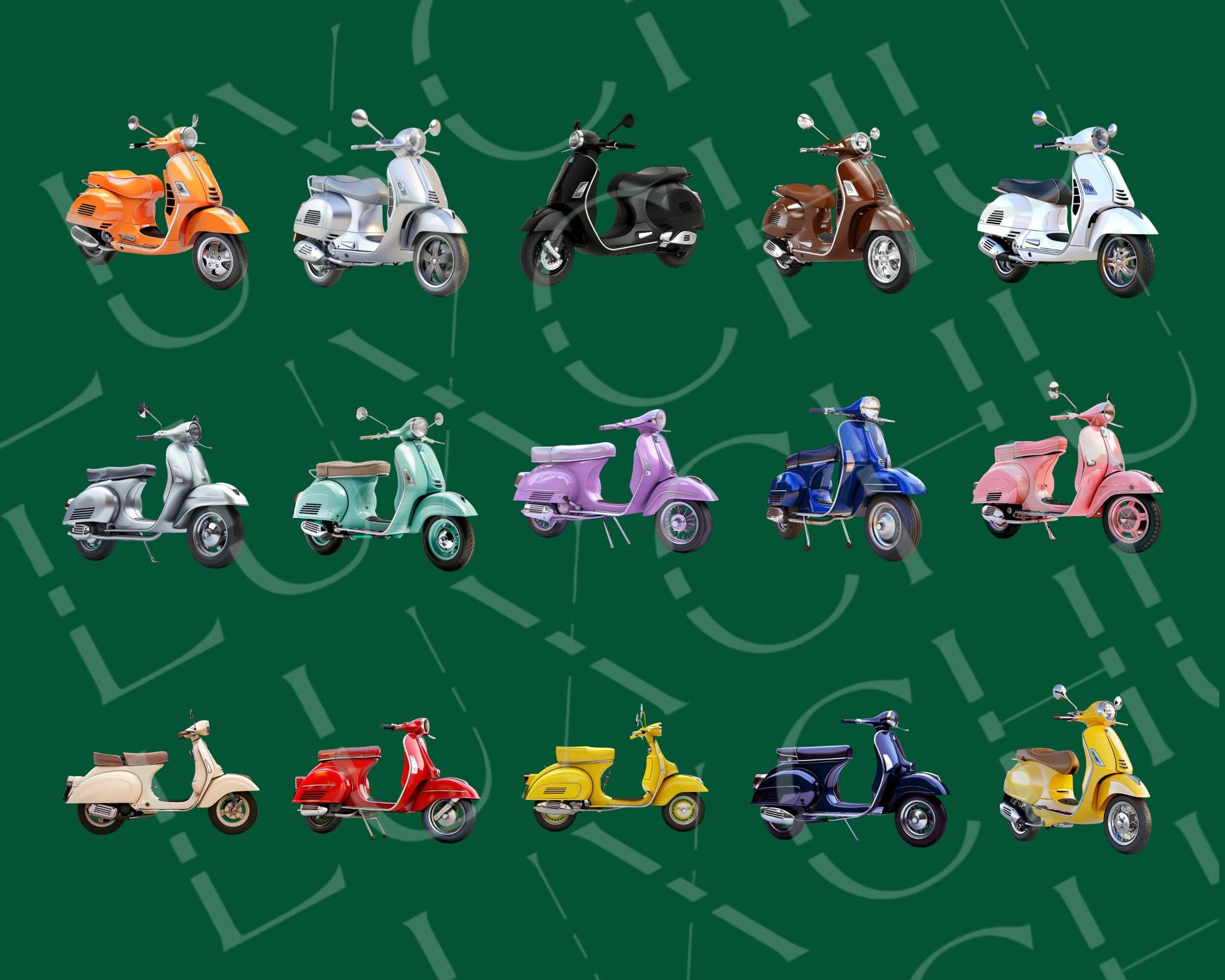 30 Scooter Clipart| Vespa Clipart| Realistic Vespa Clipart| Vintage ...