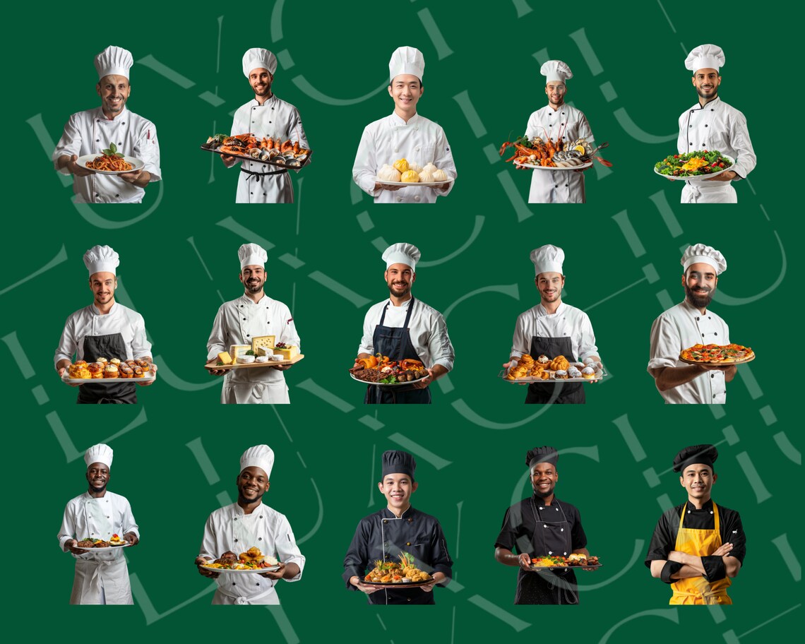 30 Chef Clipart PNG Bundle: Culinary Art, Realistic Clipart (digital ...
