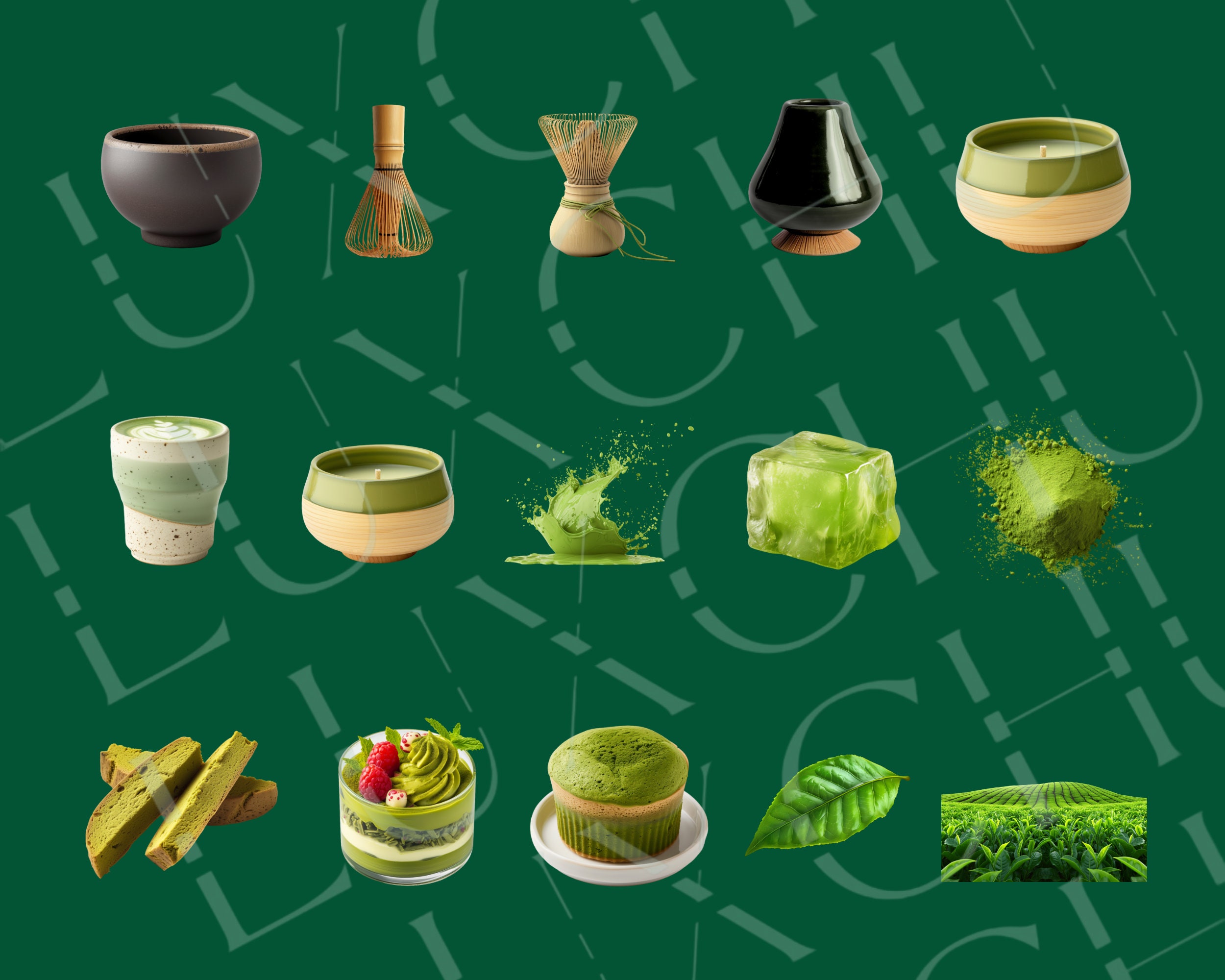 30 Matcha Green Tea Clipart| Matcha PNG| Green Tea and Latte Graphics ...