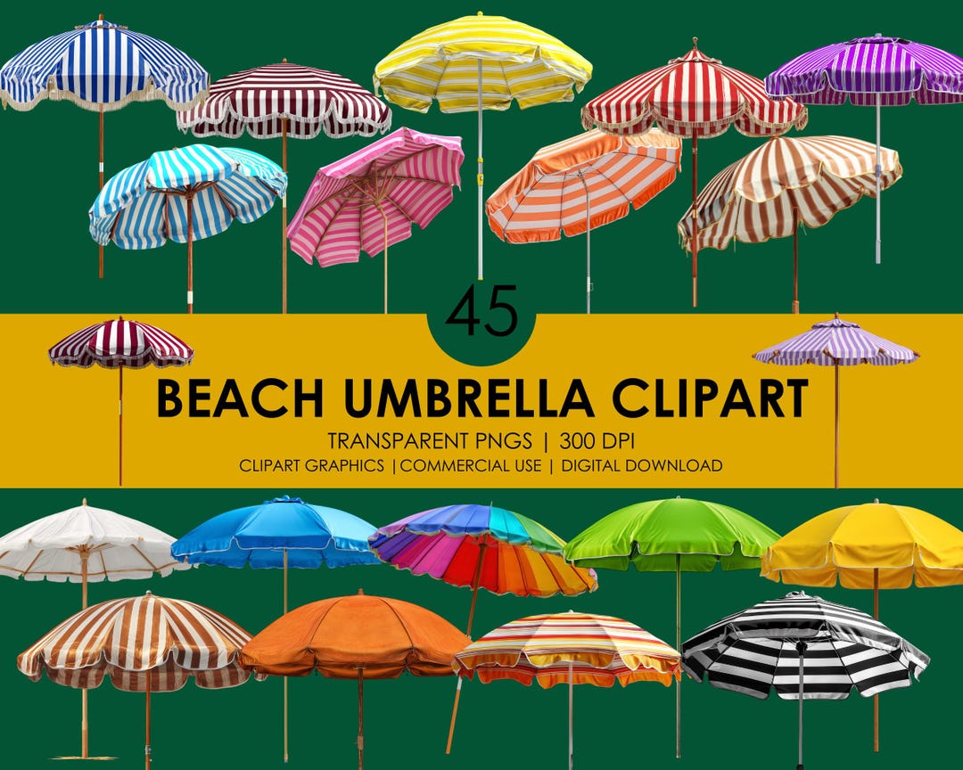 Beach Umbrella Clipart: Summer Graphics Bundle (digital Download) - Etsy