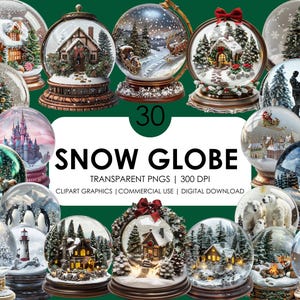 30 Snow Globe Clipart| Festive Snow Globe| Realistic Clipart| Snow ...