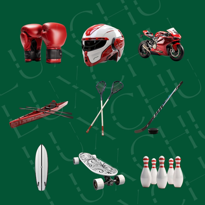 Sport Elements Clipart, Football, Basketball, Baseball, Goft, Hockey ...