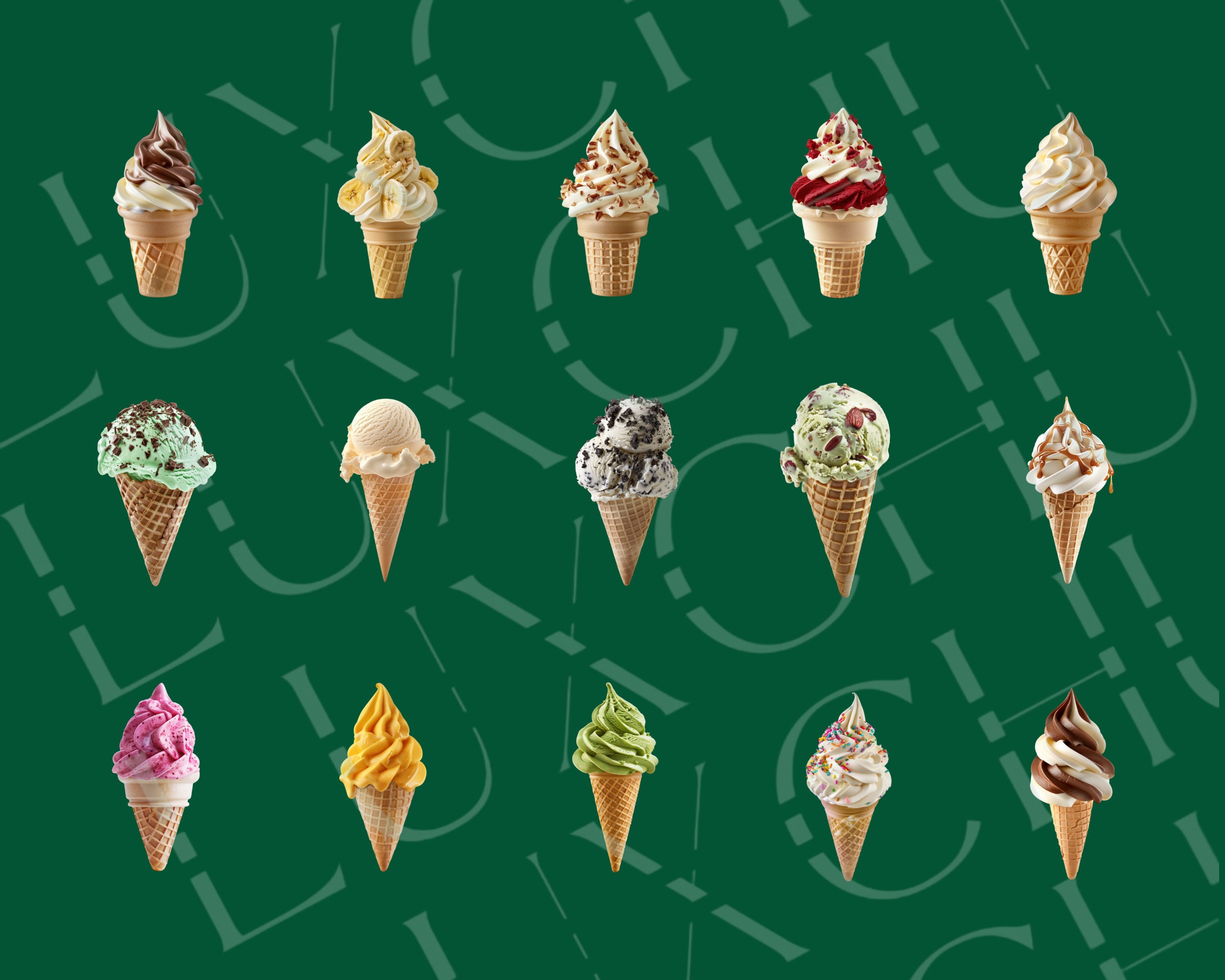 Ice Cream Cone Clipart: 30 Summer PNG Graphics, Realistic Clipart ...