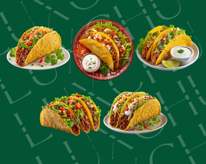 15 Taco Clipart, Taco PNG, Mexican Food Clipart, Realistic Taco ...