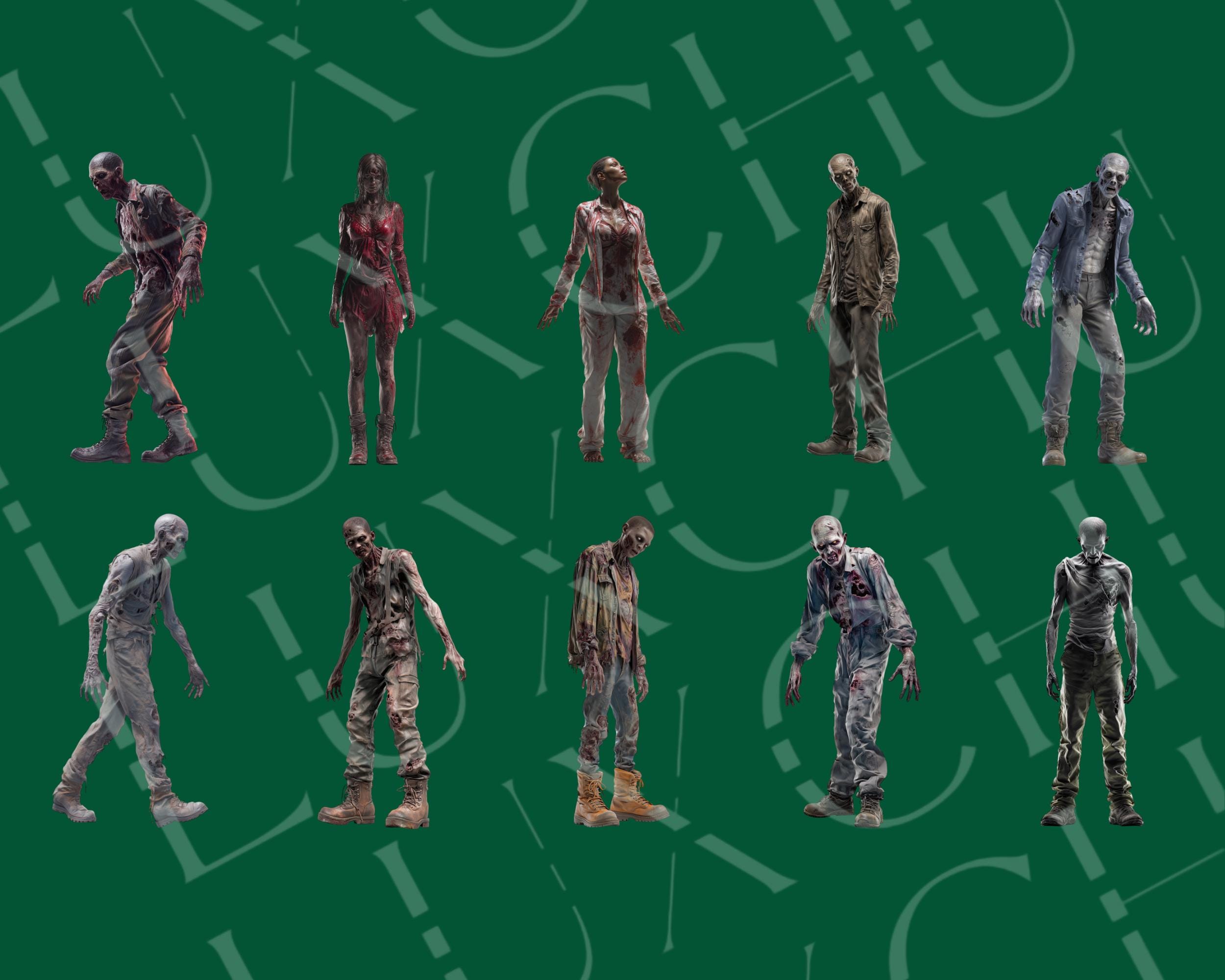 Zombie Clipart Bundle: Creepy Horror Graphics, Halloween PNG (digital ...