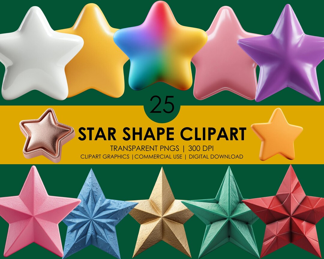 25 Colorful Star Clipart: Nursery & Kids Decor (digital Download) - Etsy