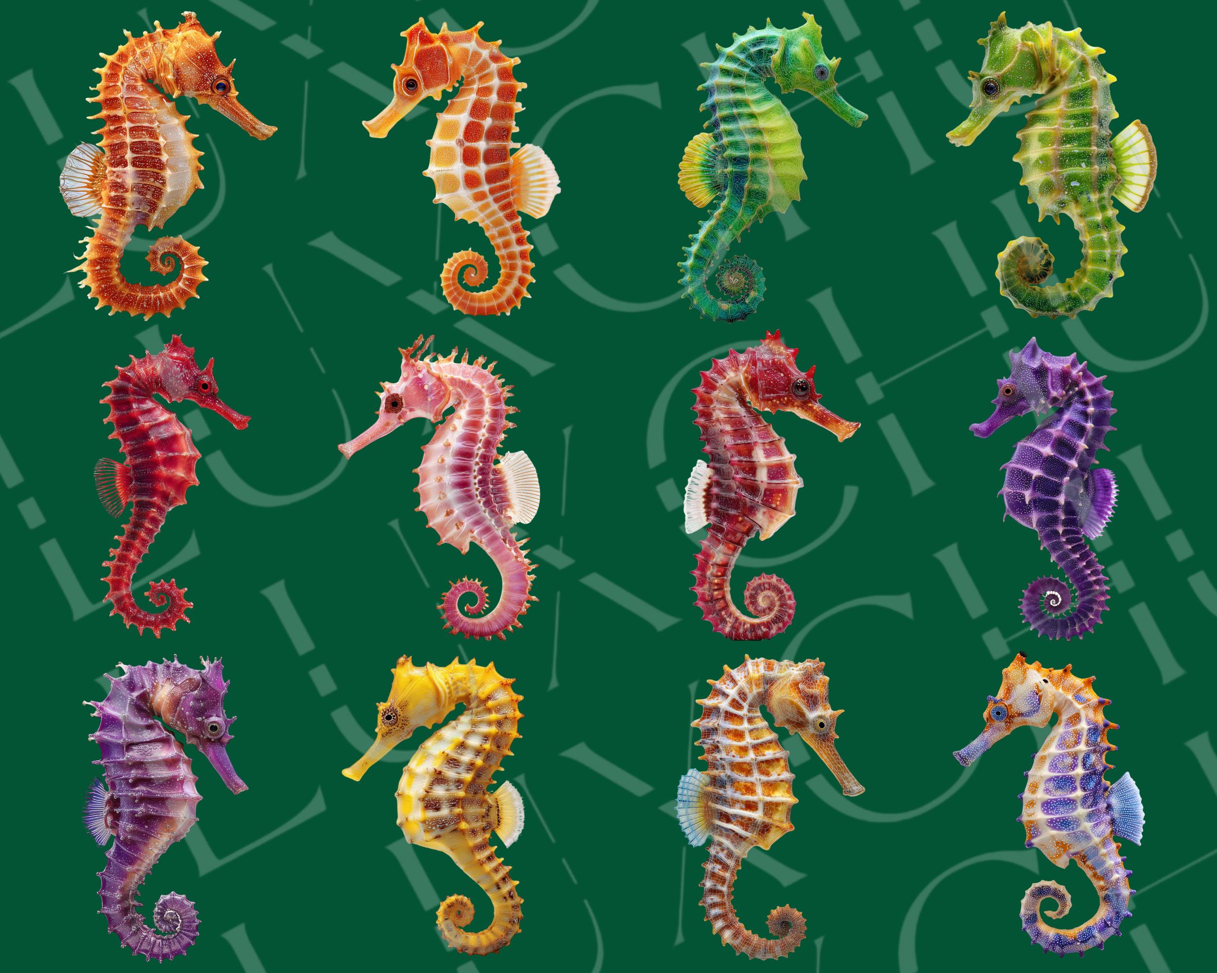 45 Seahorse Clipart| Marine Creature PNG| Realistic Clipart| Aquatic ...