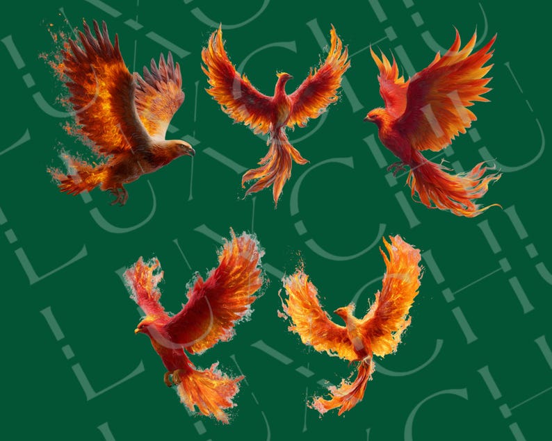 Realistic Phoenix Bird Clipart, Fire Bird PNG, Mythical Flame Bird ...