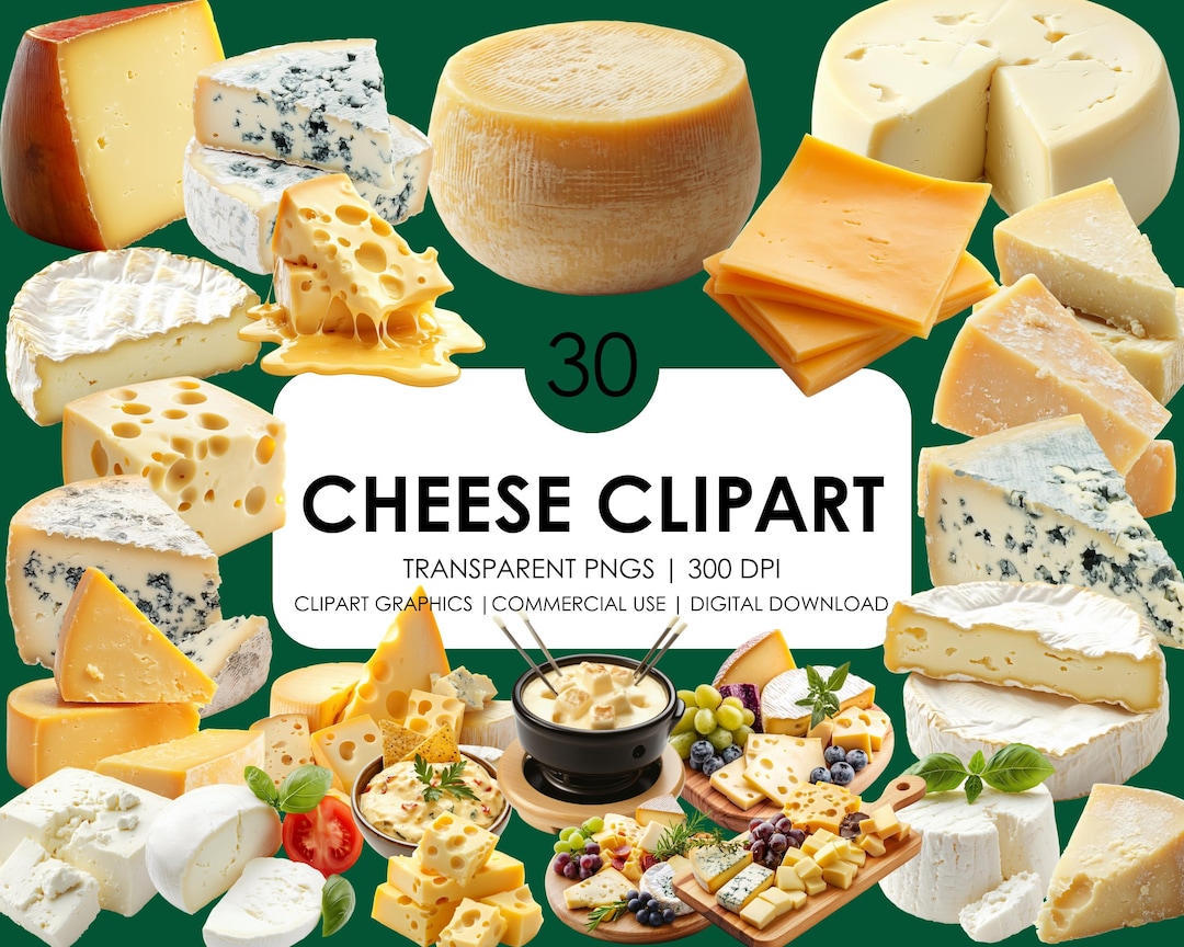 30 Cheese Clipart| Realistic Cheese Clipart| Cheese PNG| Cheese ...