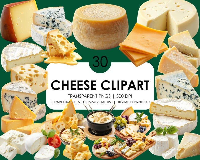 30 Cheese Clipart| Realistic Cheese Clipart| Cheese PNG| Cheese ...