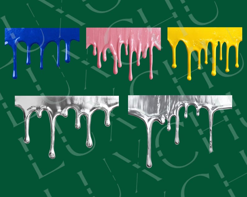 Colorful Paint Drips Clipart: Liquid Splatter Graphics (PNG Digital ...