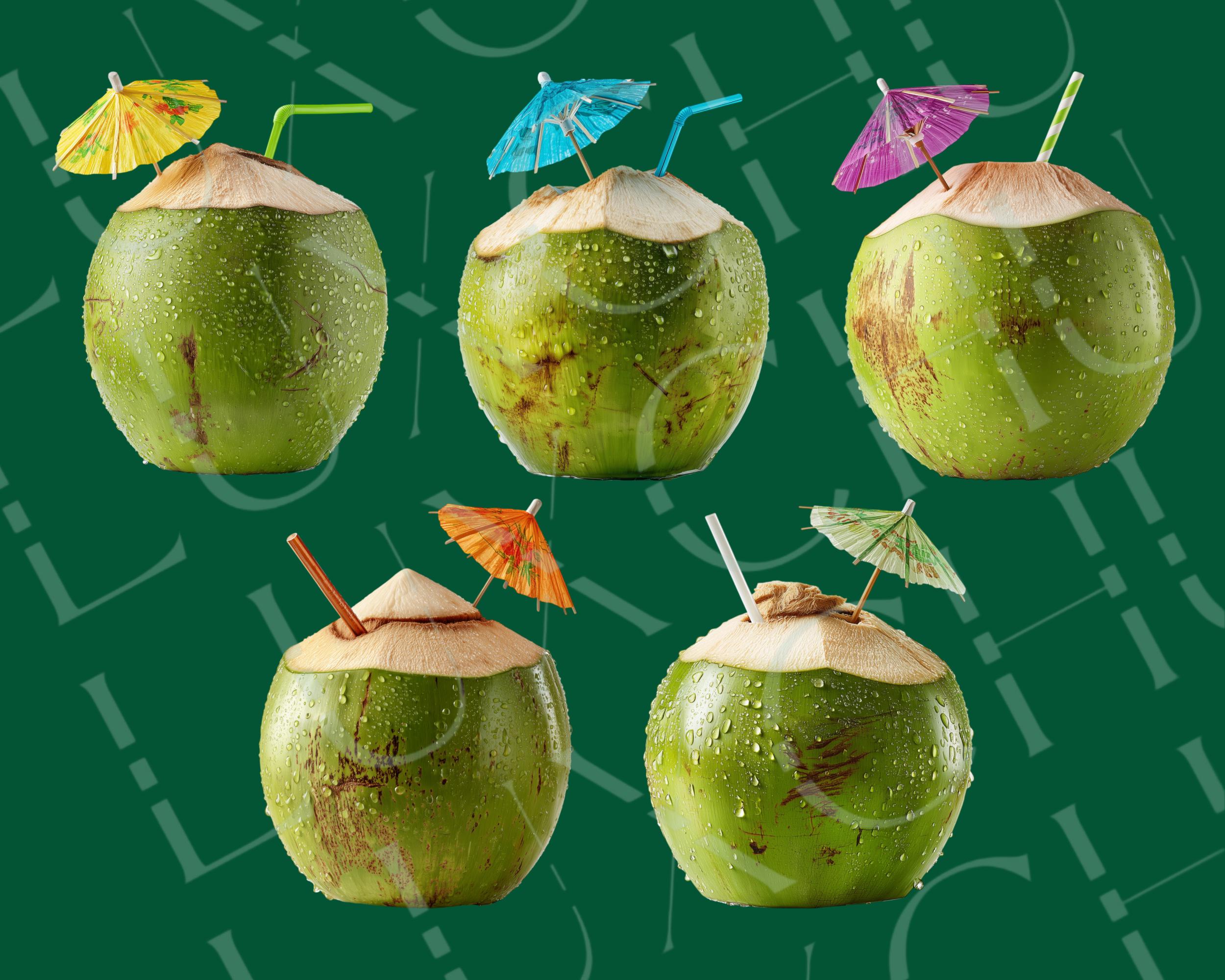 Coconut Drink Clipart: Tropical Beach Umbrella PNG Graphics (digital ...
