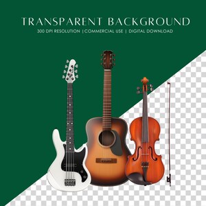 30 Music Instruments Clipart| Musical Note| Realistic Clipart| Digital ...