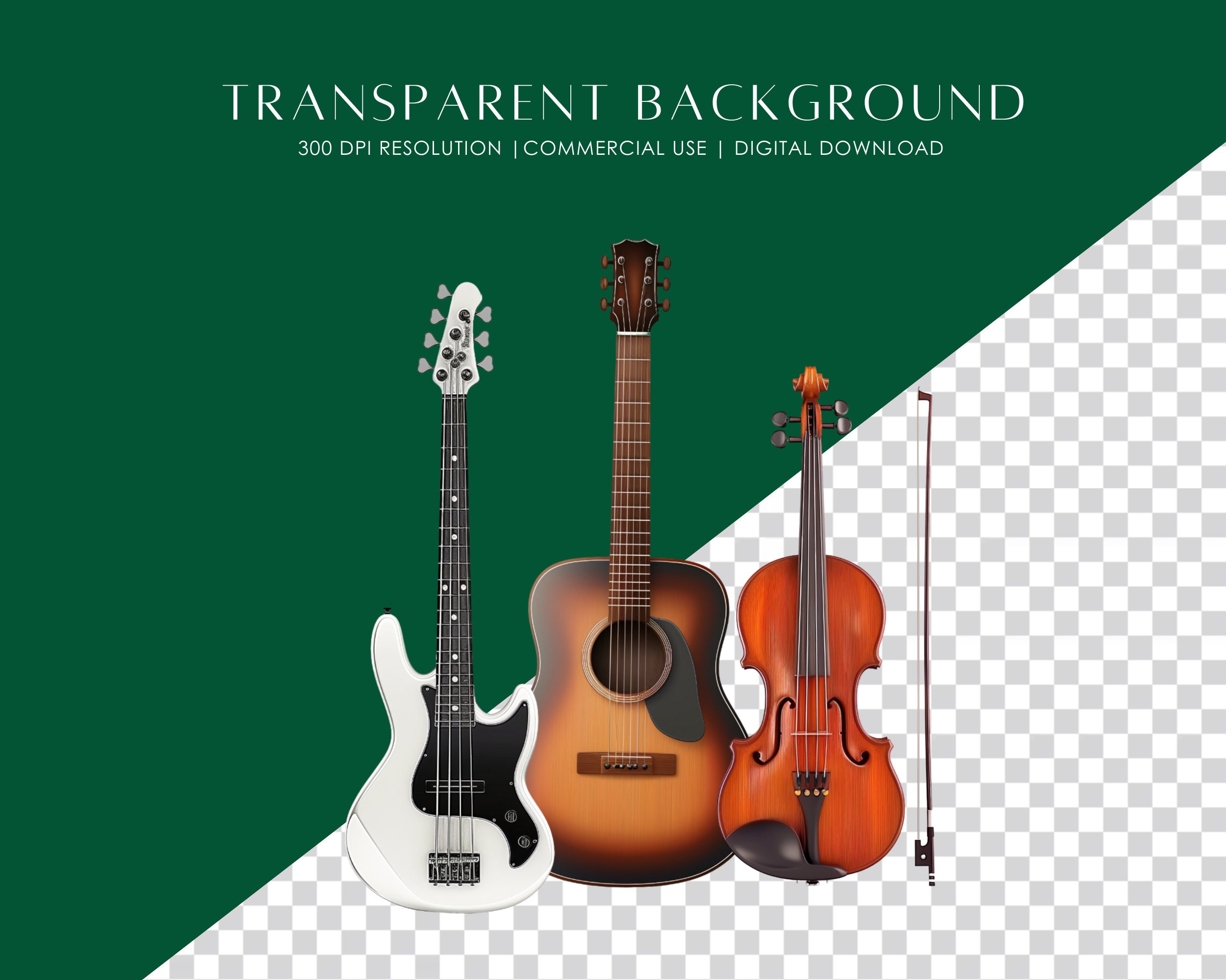 30 Music Instruments Clipart| Musical Note| Realistic Clipart| Digital ...