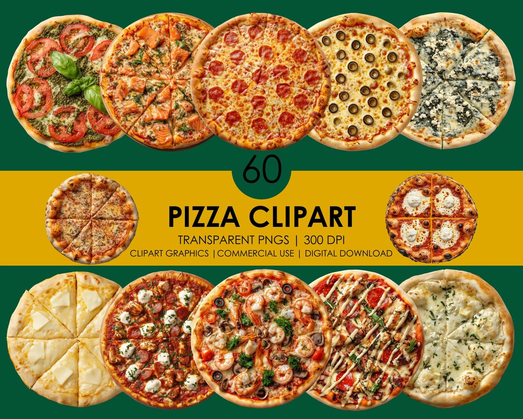 Realistic Pizza Clipart Bundle: Italian Food PNG (digital Download) - Etsy