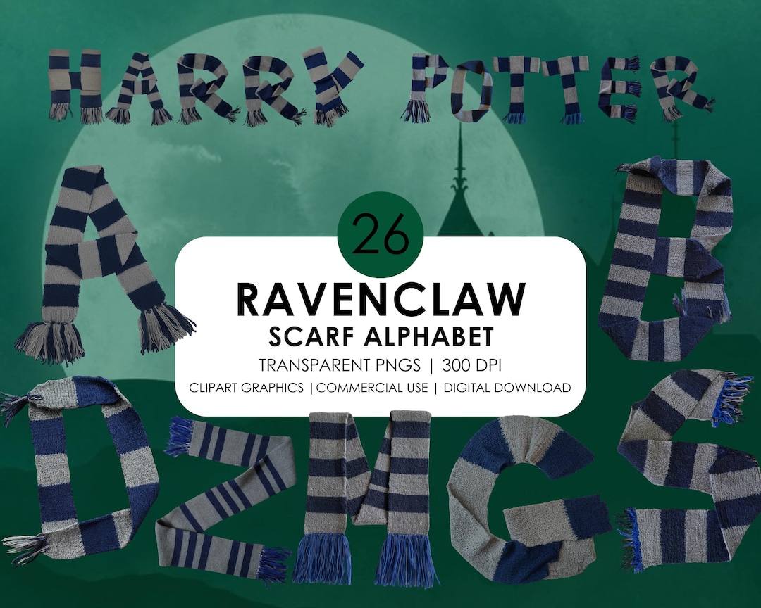Ravenclaw Scarf Alphabet| 26 High Quality Pngs| Harry Potter Font ...
