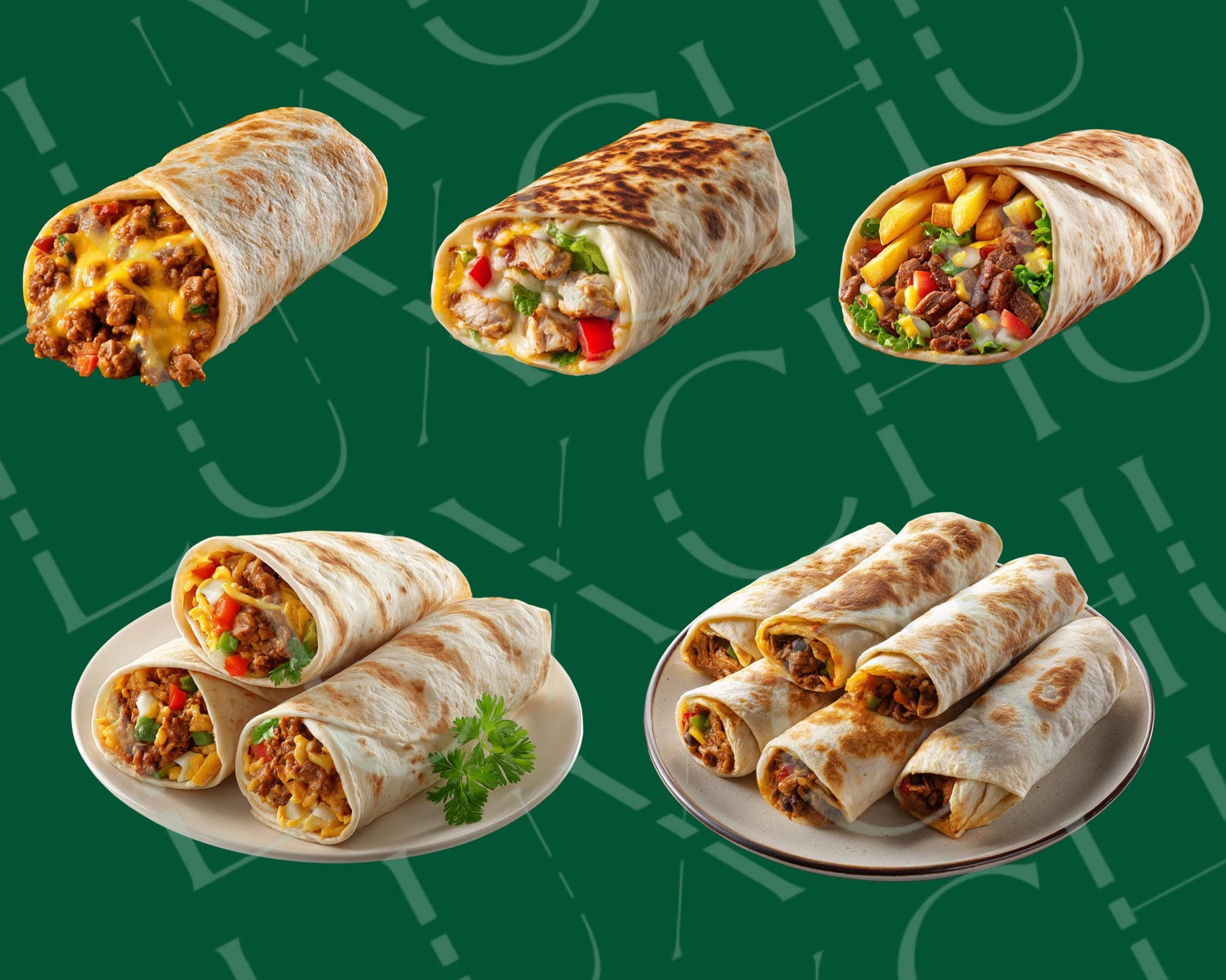 Realistic Burrito Clipart: Mexican Food PNG Graphics (digital Download ...