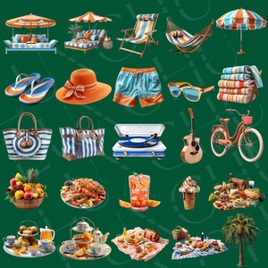 50 Beach Vibes, Summer on the Beach, Realistic Clipart, Digital Beach ...