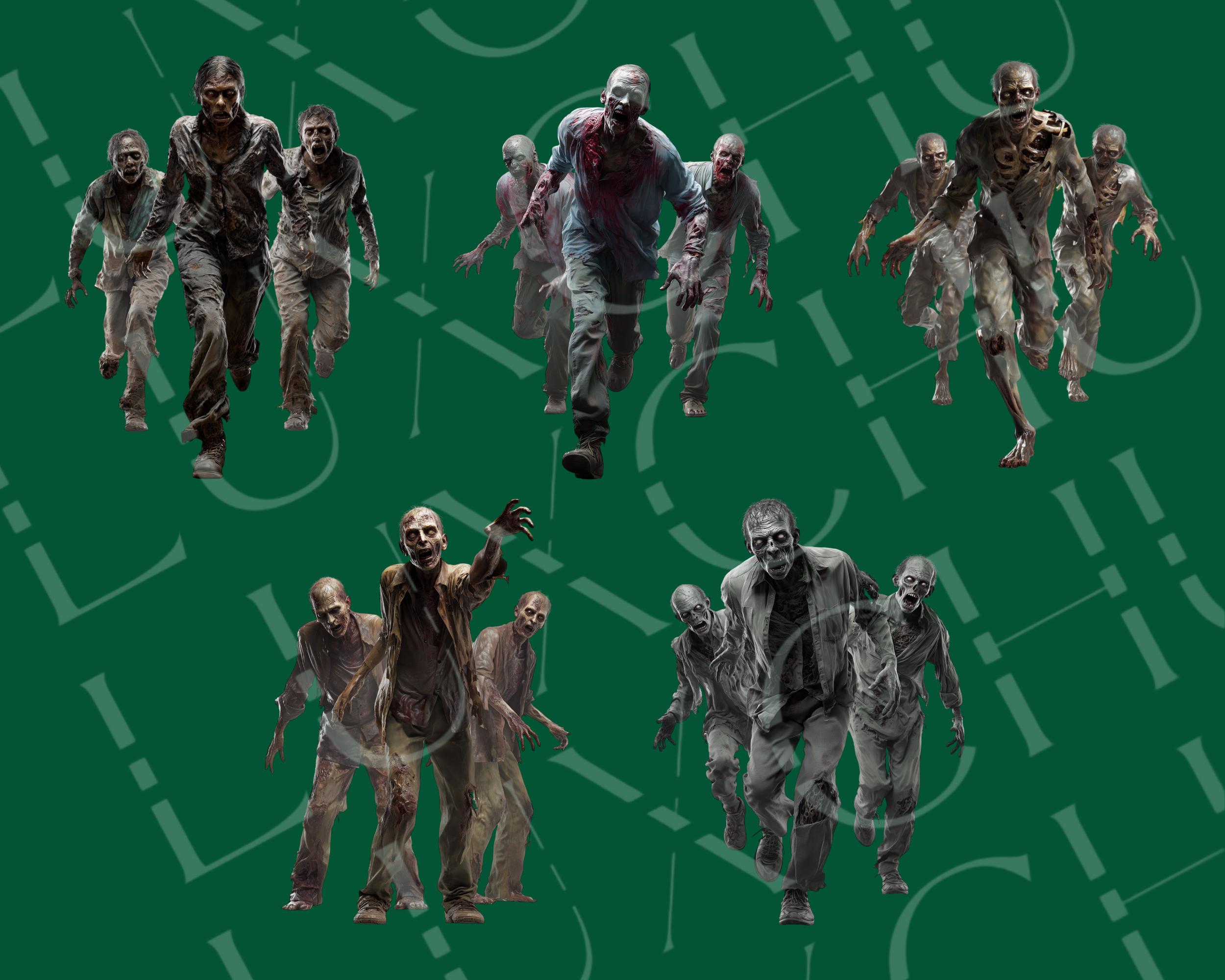 Zombie Clipart Bundle: Creepy Horror Graphics, Halloween PNG (digital ...