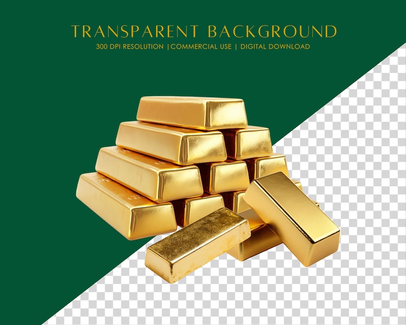 15 Gold Bar Clipart, Gold Bar PNG, Realistic Gold Bullion Clipart ...