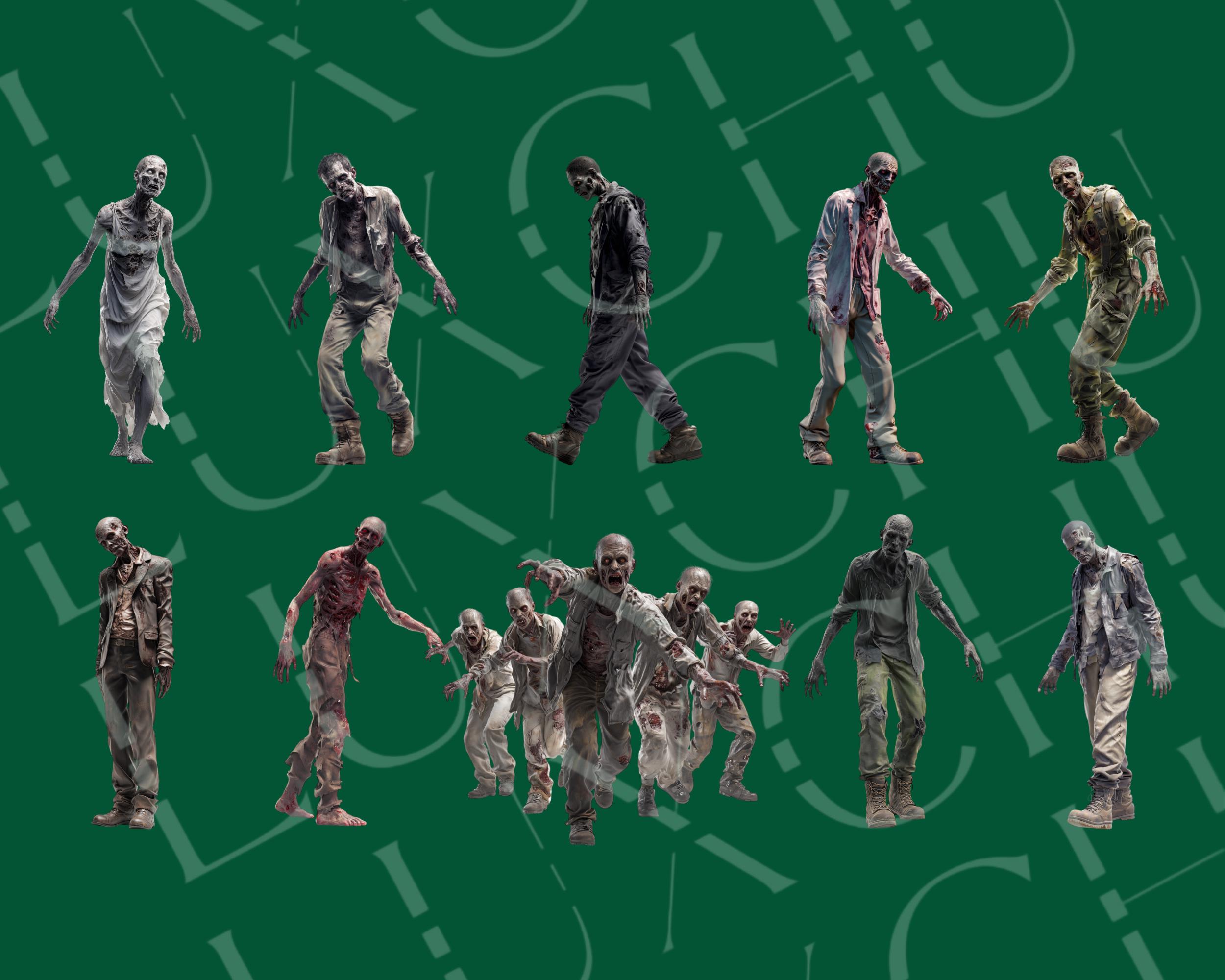 Zombie Clipart Bundle: Creepy Horror Graphics, Halloween PNG (digital ...