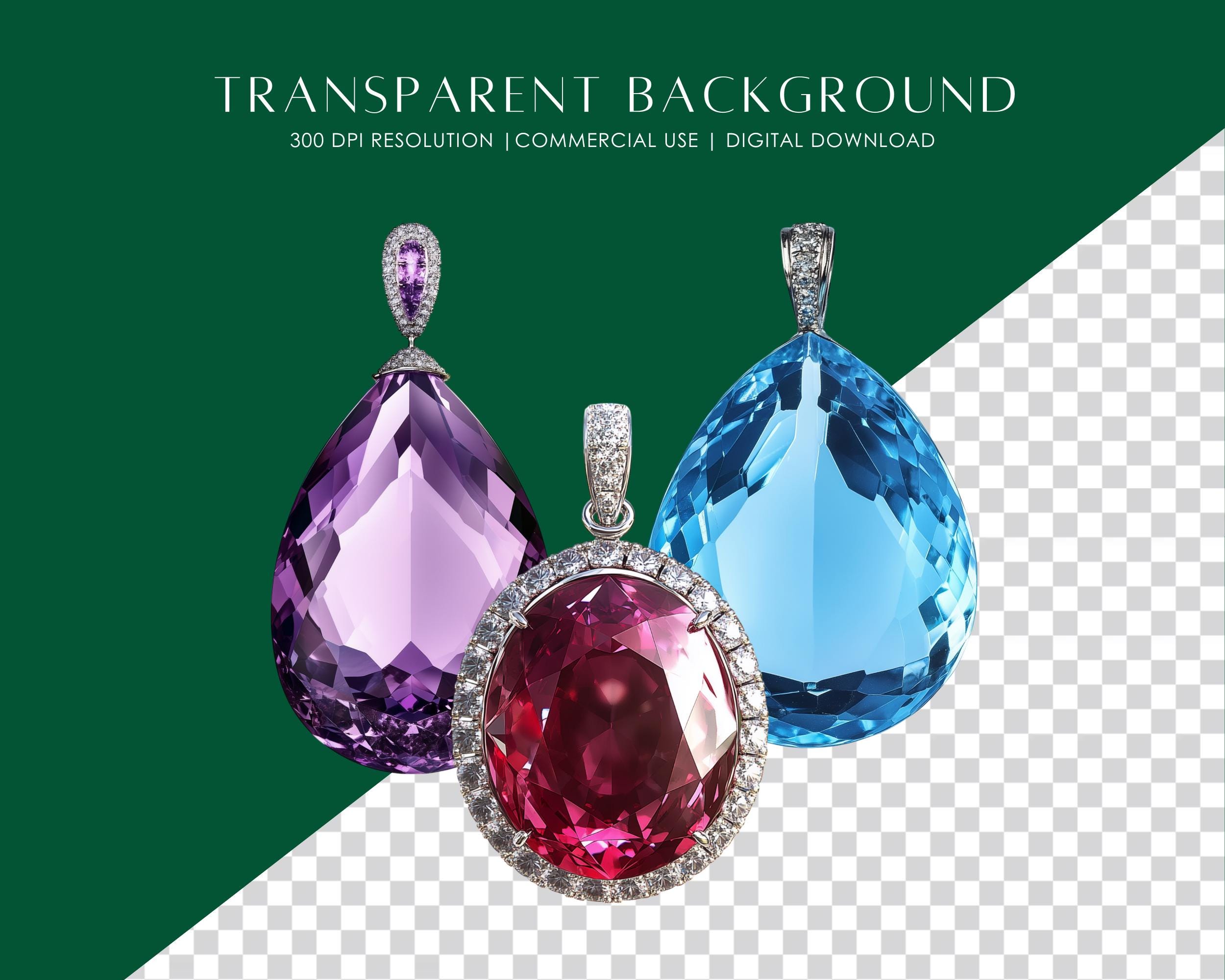 Gemstone Jewelry Clipart: Realistic Gem Graphics (PNG Digital Download ...