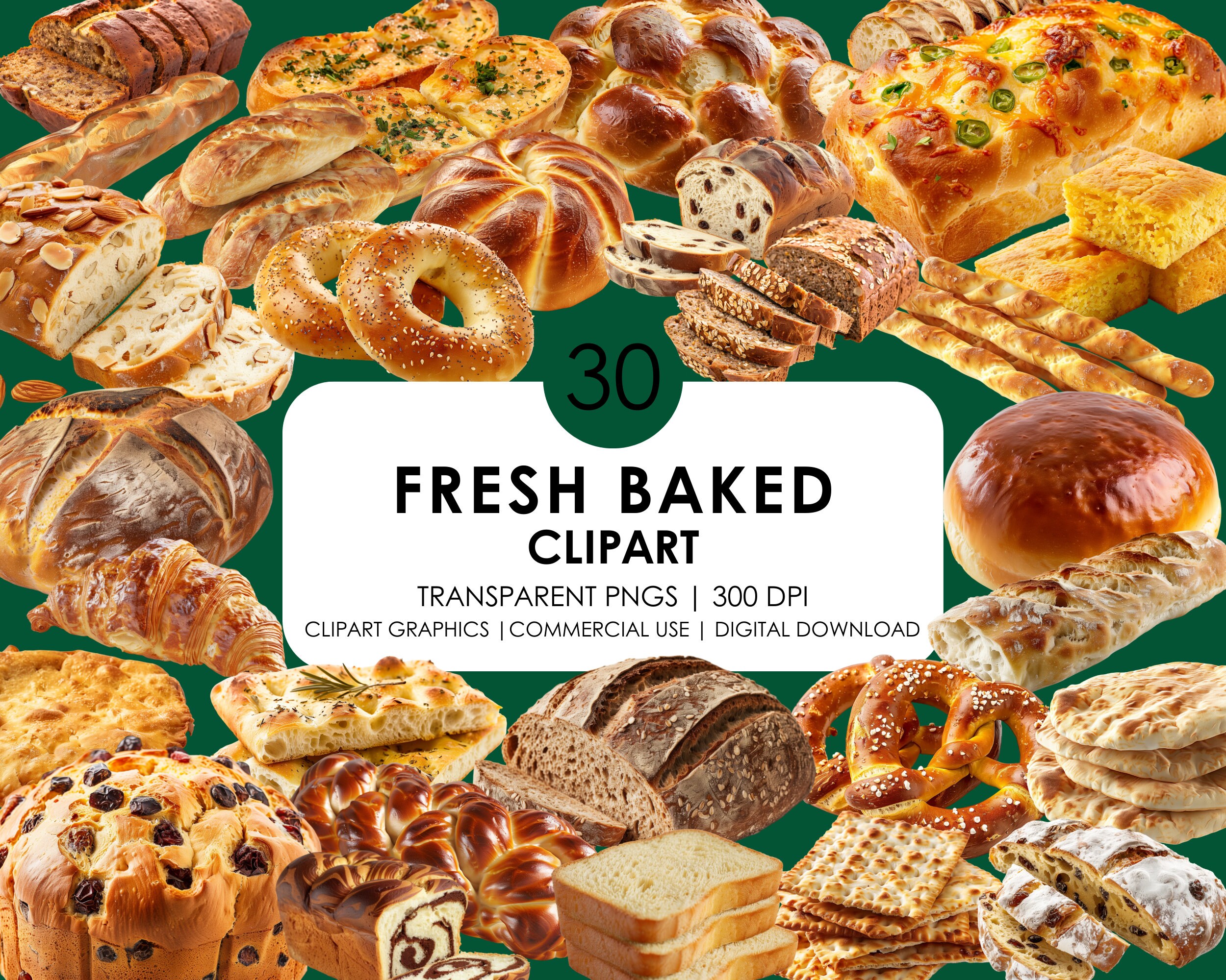 30 Fresh Baked Clipart| Bread Clipart| Bakery Clip Art| Baking Clipart ...