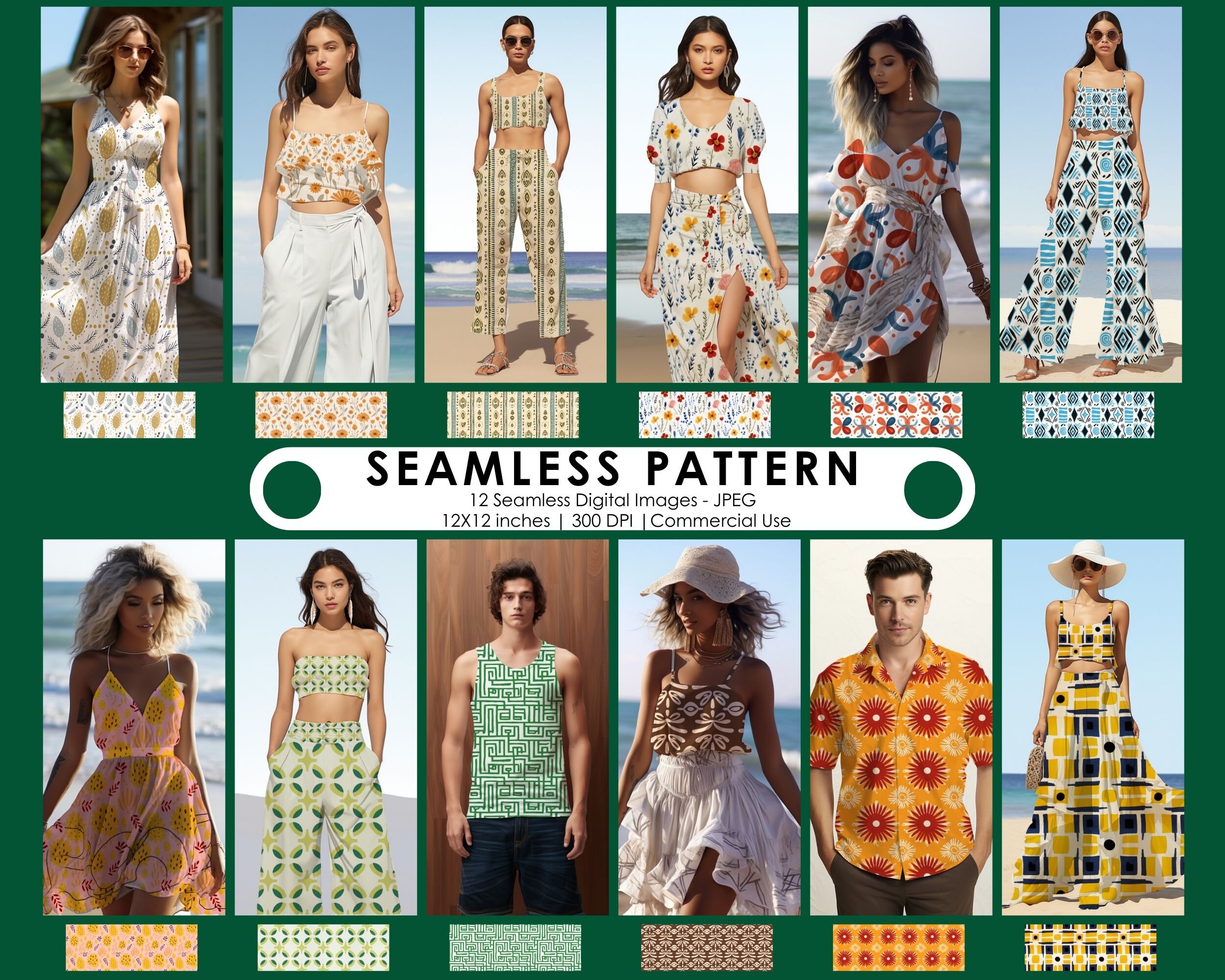 12 Seamless Pattern, Digital Paper, Modern Aesthetics, Boho, Scrapbook ...