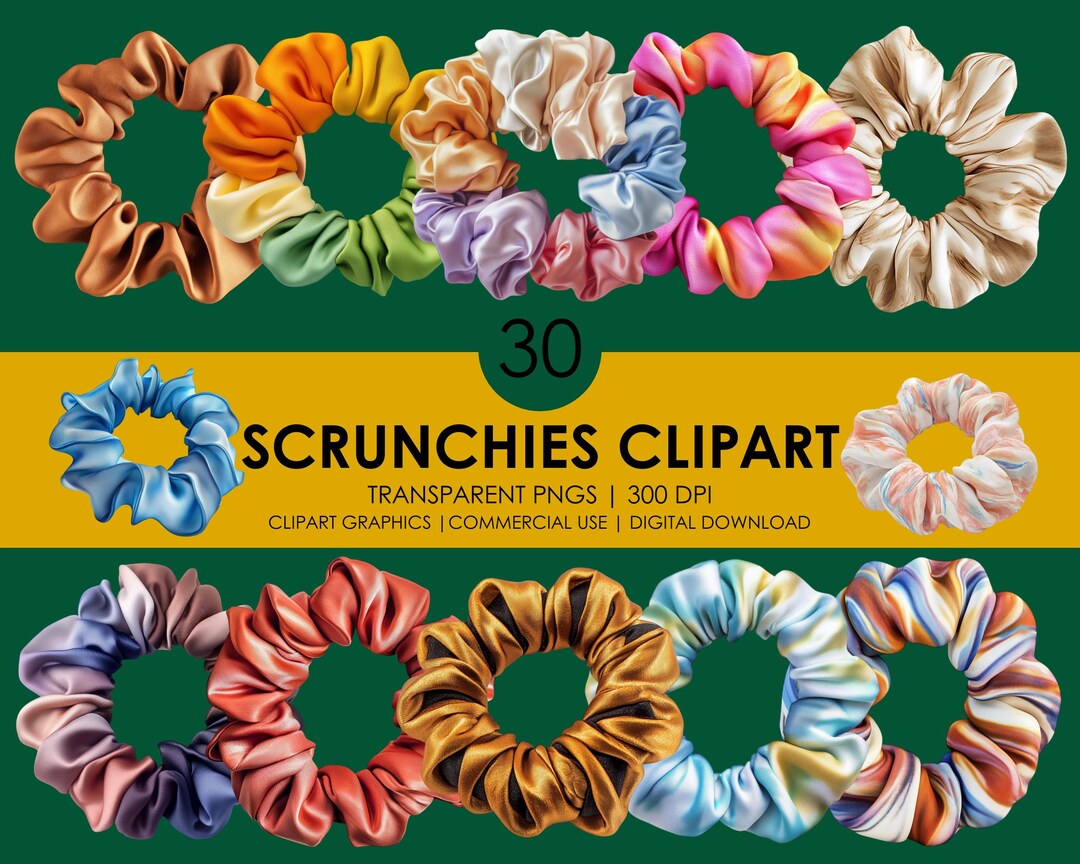 30 Scrunchies Clipart| Realistic Scrunchies Clipart| Hair Accessories ...