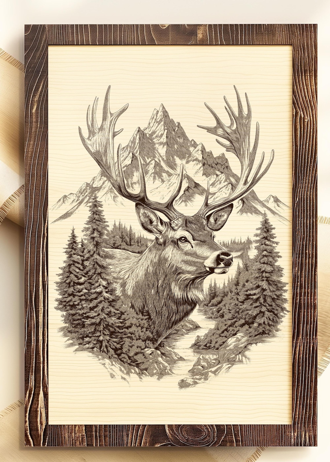 Deer Laser Burn File, Deer in the Forest Scene Engraving Laser Projects ...