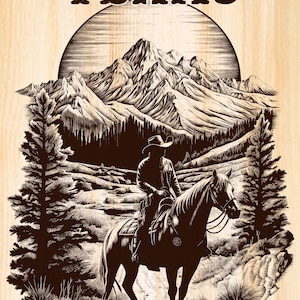 Texas Laser Burn File, Cowboy Riding a Horse Scene Engraving Laser ...