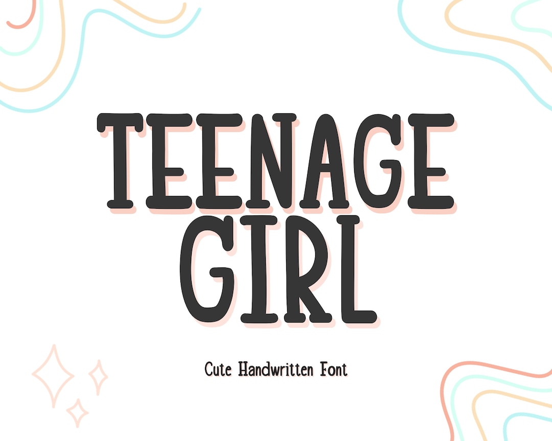 Teenage Girl Font Handwritten Font Sans Serif Font Cute - Etsy