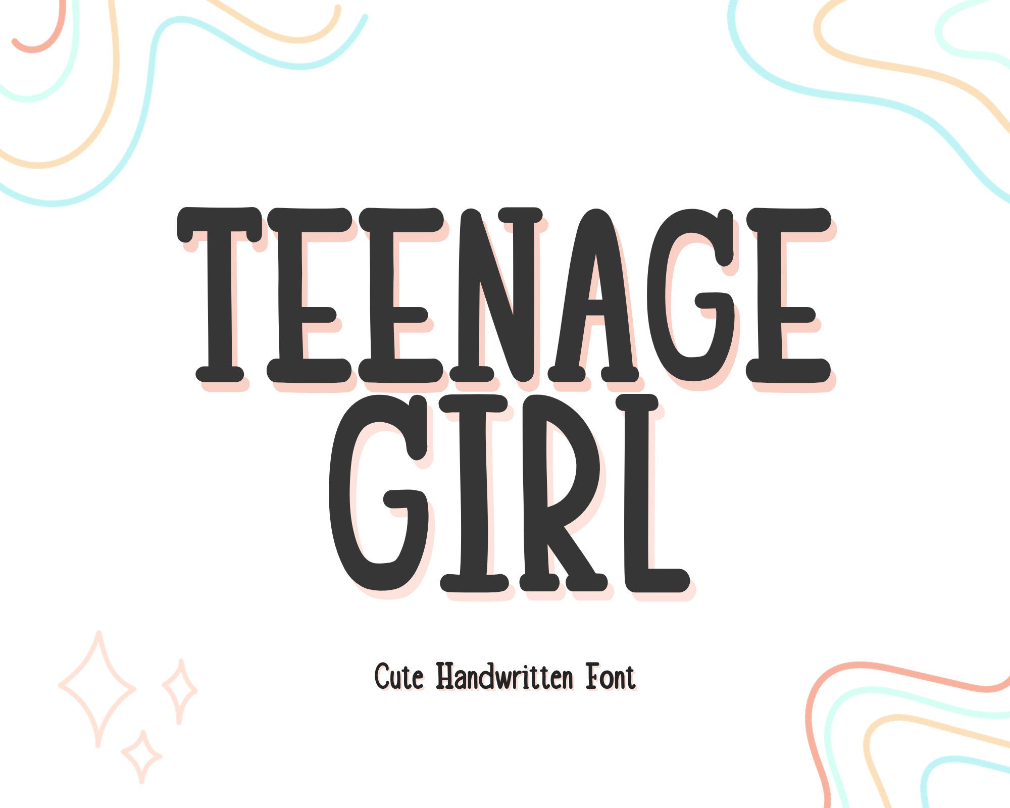Teenage Girl Font Handwritten Font Sans Serif Font Cute - Etsy