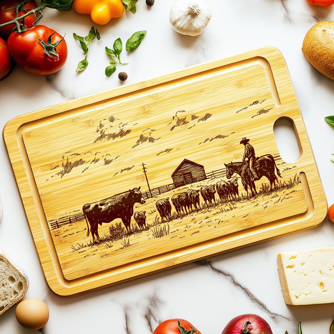 Cutting Board SVG Cowboy and Horse , Laser Cut Files Cutting Boards ...